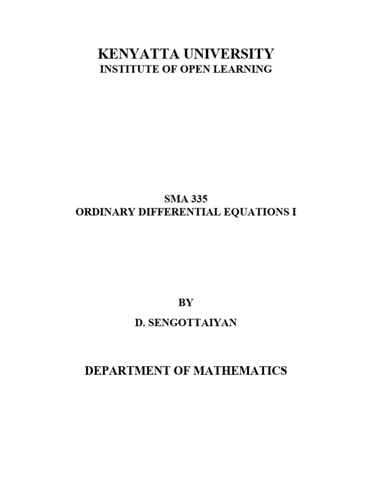 Sma - 335-Ordinary Differential Equations I-1 | PDF | Equations ...