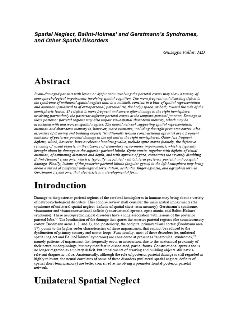 Spatial Neglect | PDF