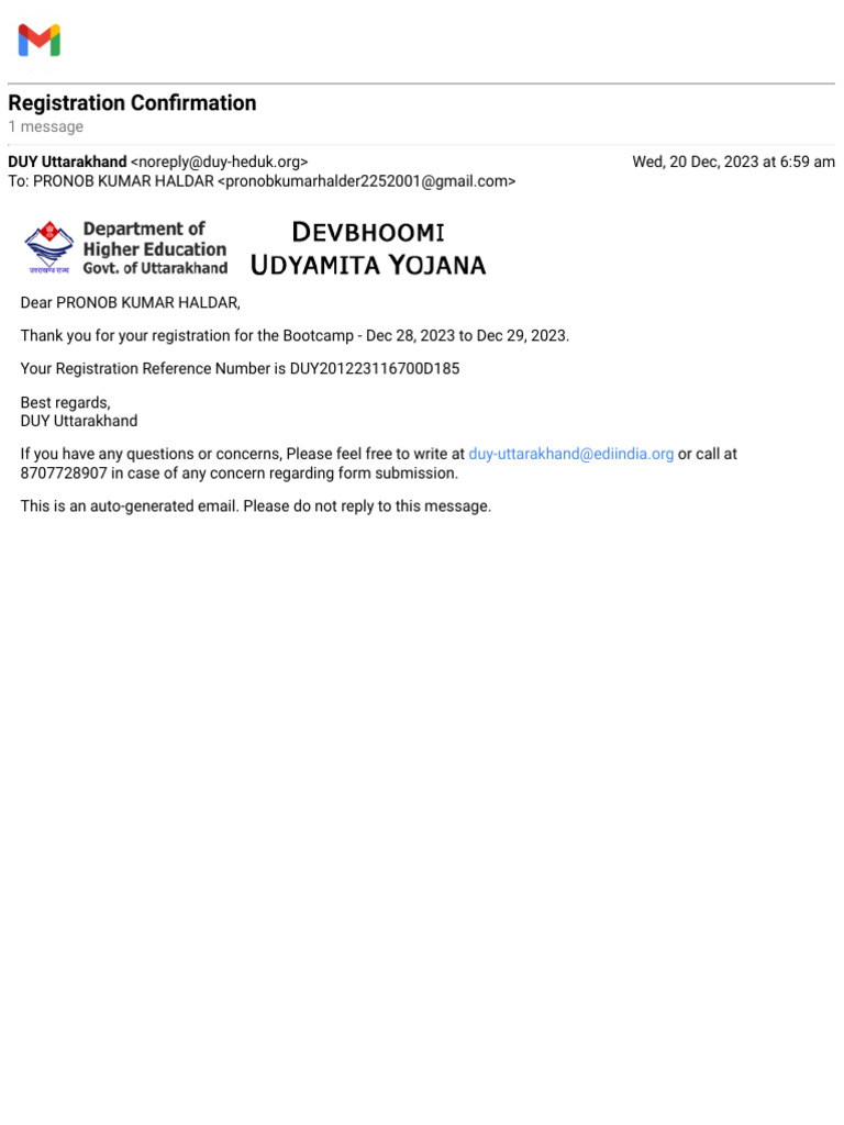 Gmail - Registration Confirmation | PDF