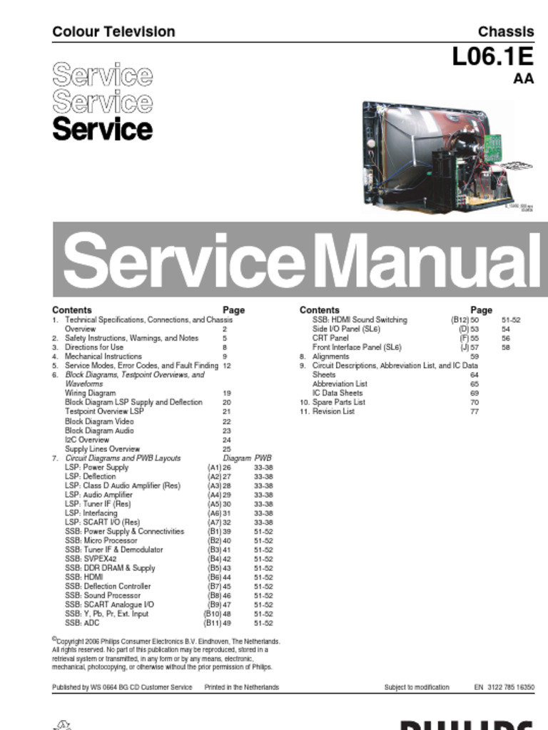Philips Chassis L06.1e-Aa | PDF