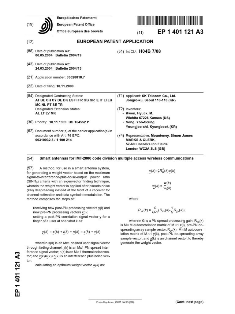 EP1401121A3 | PDF | Telecommunications Engineering | Telecommunications
