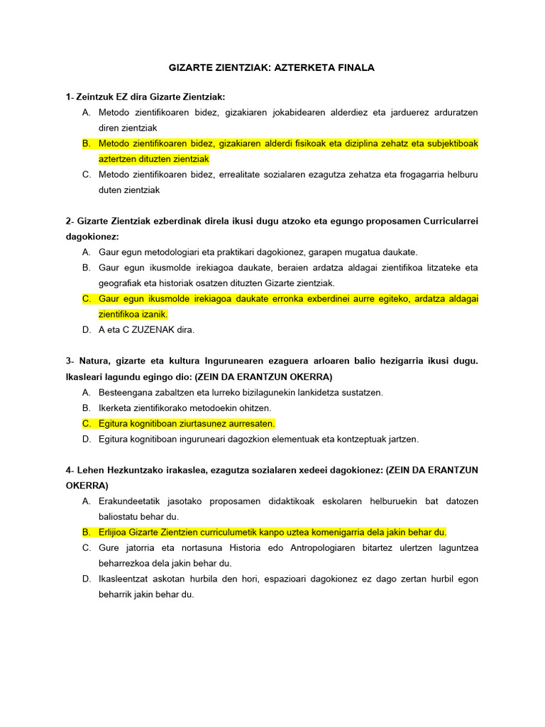 EXAMEN - 1. GAIA, 2. GAIA Eta 3. GAIA | PDF
