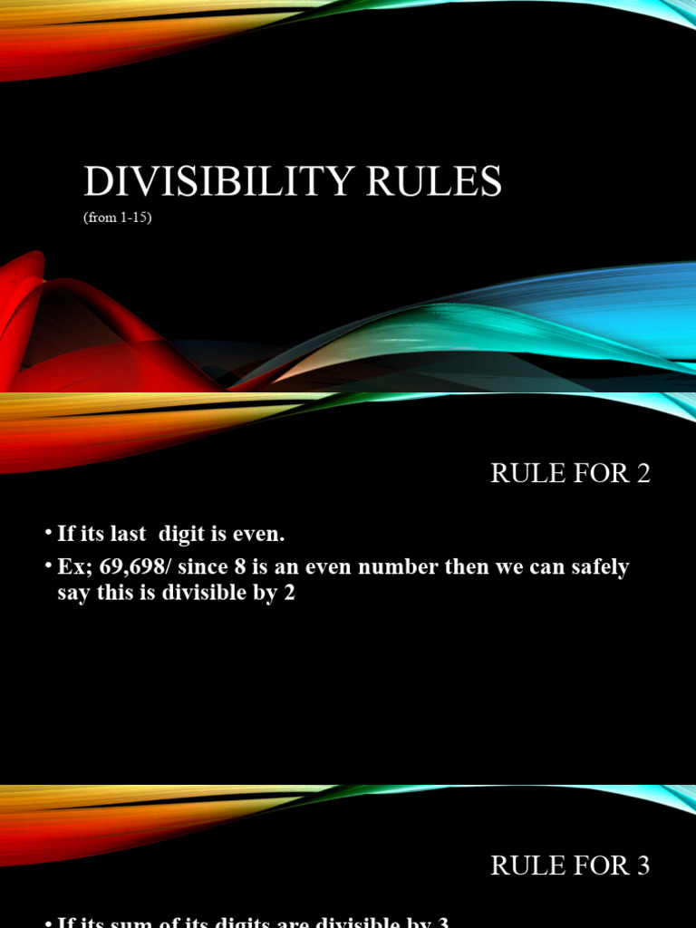 Divisibility Rules from 1 to 15 | PDF | Elementary Mathematics | Arithmetic