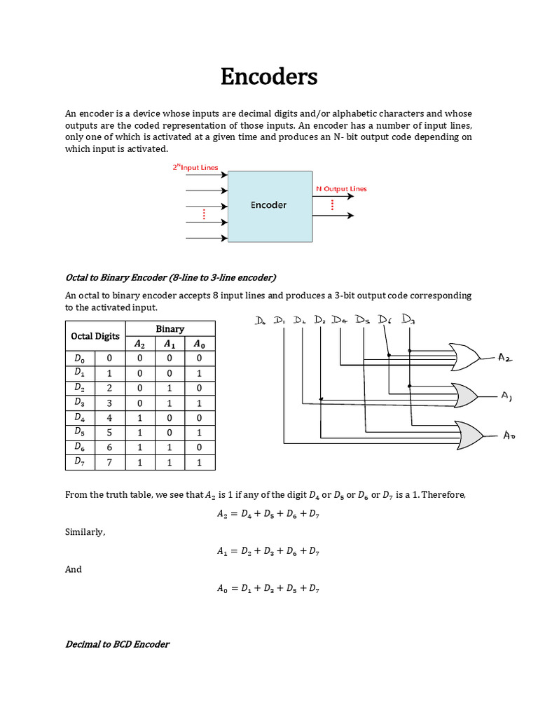 Encoder S | Download Free PDF | Binary Coded Decimal | Theory Of Computation