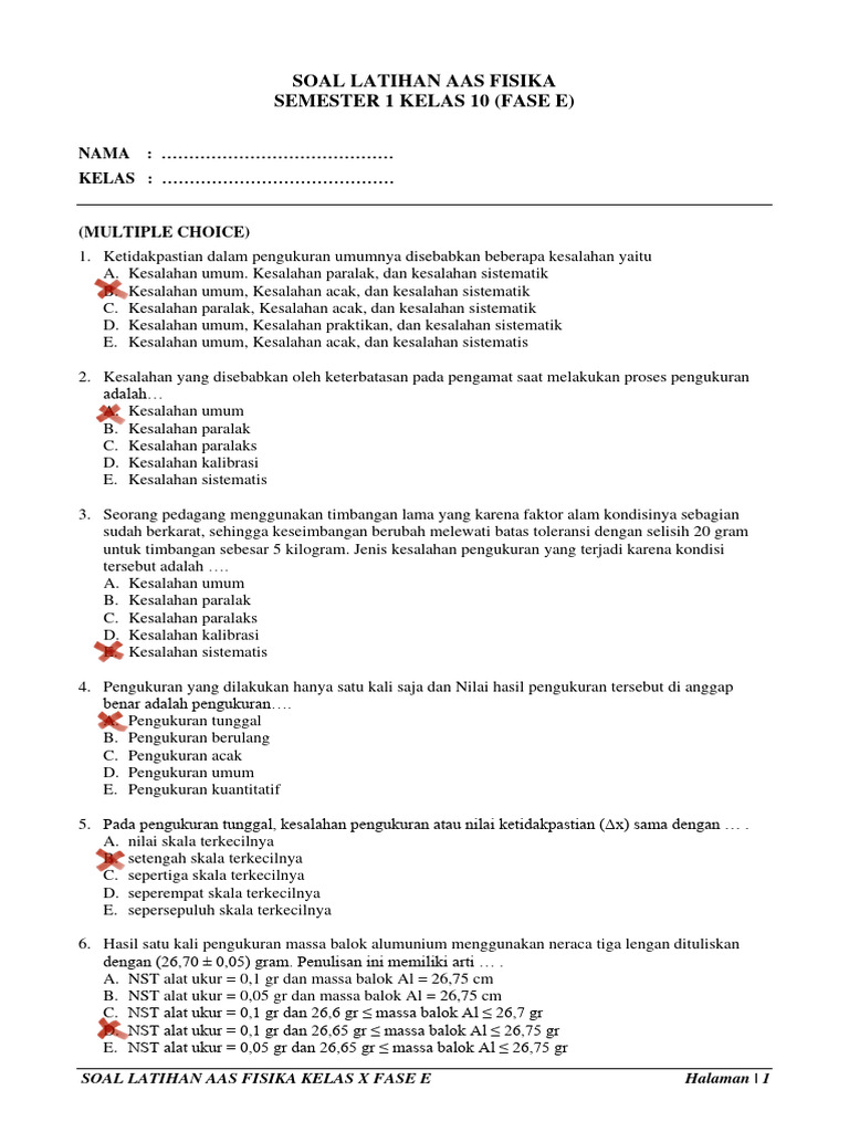SOAL LATIHAN AAS FISIKA - Ketidakpastian & Pemanasan Global | PDF