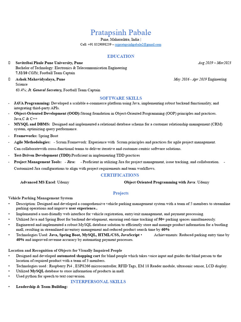 Pratapsinh Pabale: Education | PDF | Databases | Agile Software Development