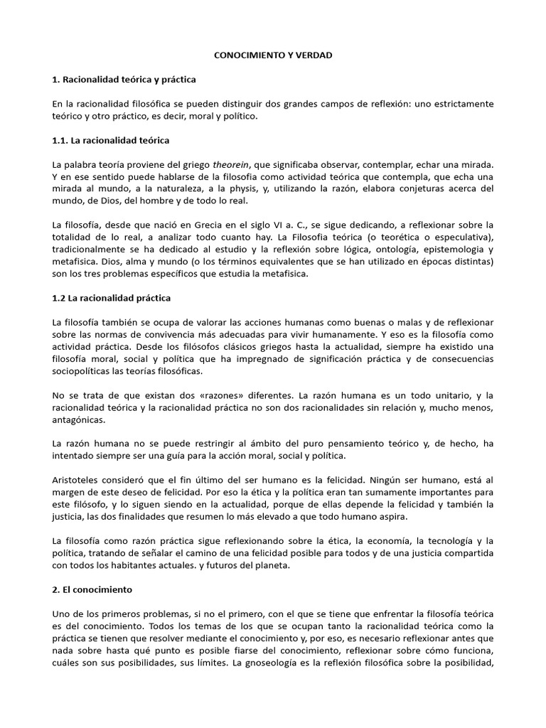 El Conocimiento y La Verdad. | PDF