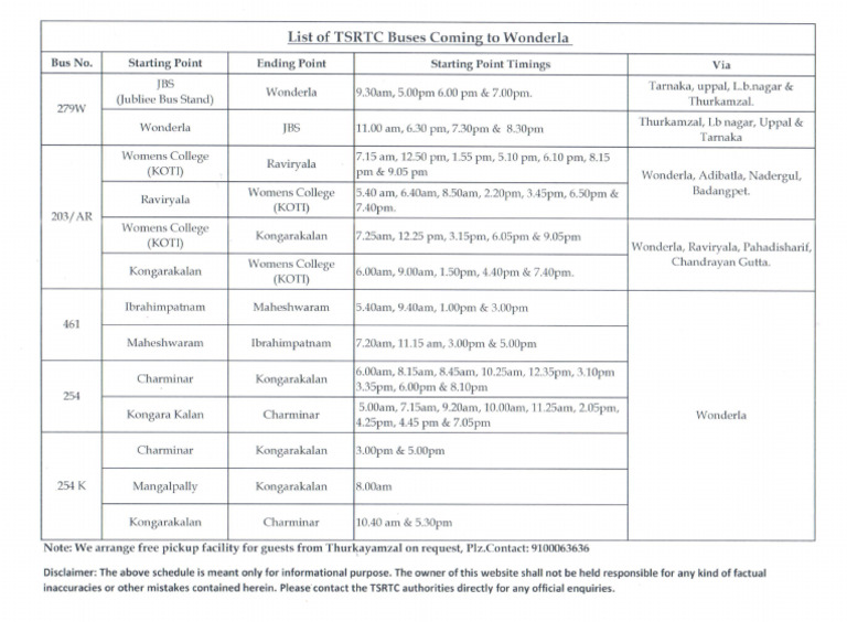 TSRTC Bus Details Wn8uy6 | PDF