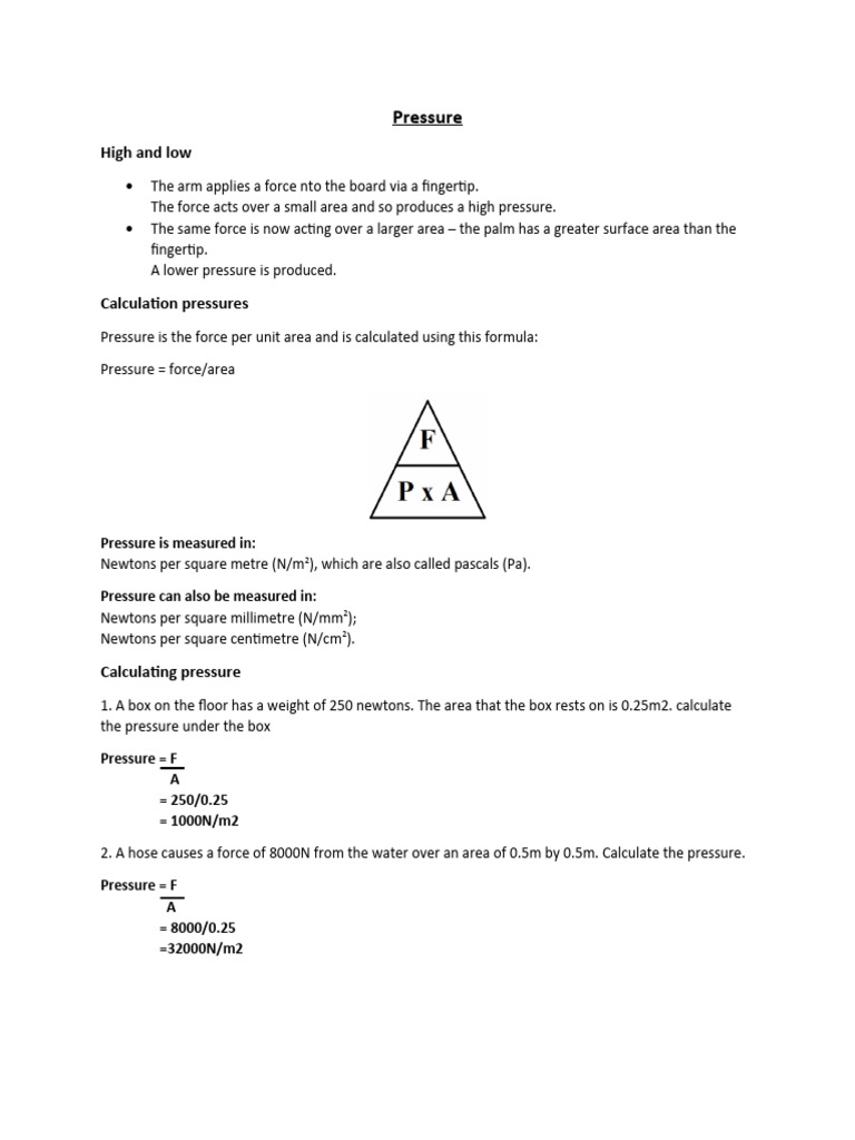 Physics Pressure | PDF | Pressure | Gases