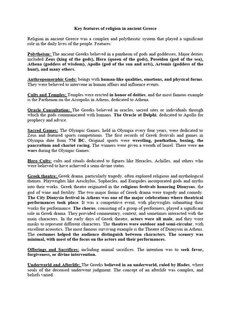 Basic Features of Religion in Ancient Greece | PDF | Ancient Greek ...