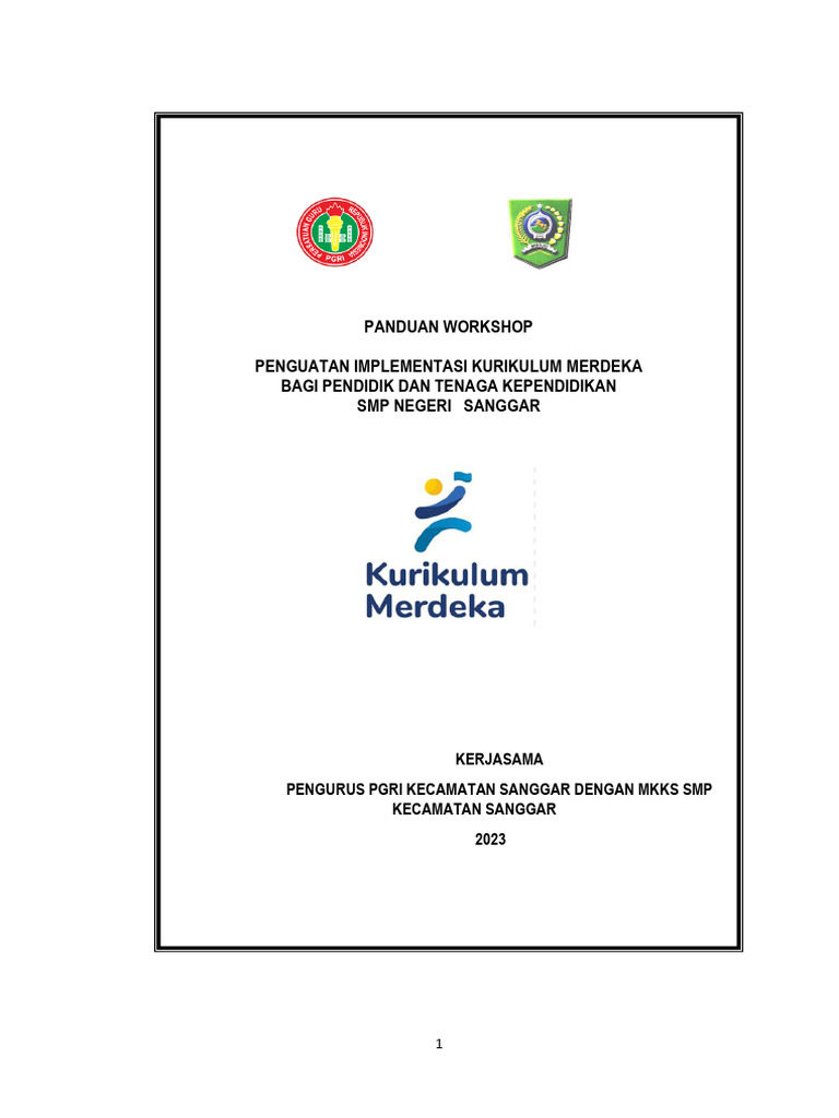 Panduan Workshop IKM SMP NEGERI Sanggar | PDF | Karier & Perkembangan