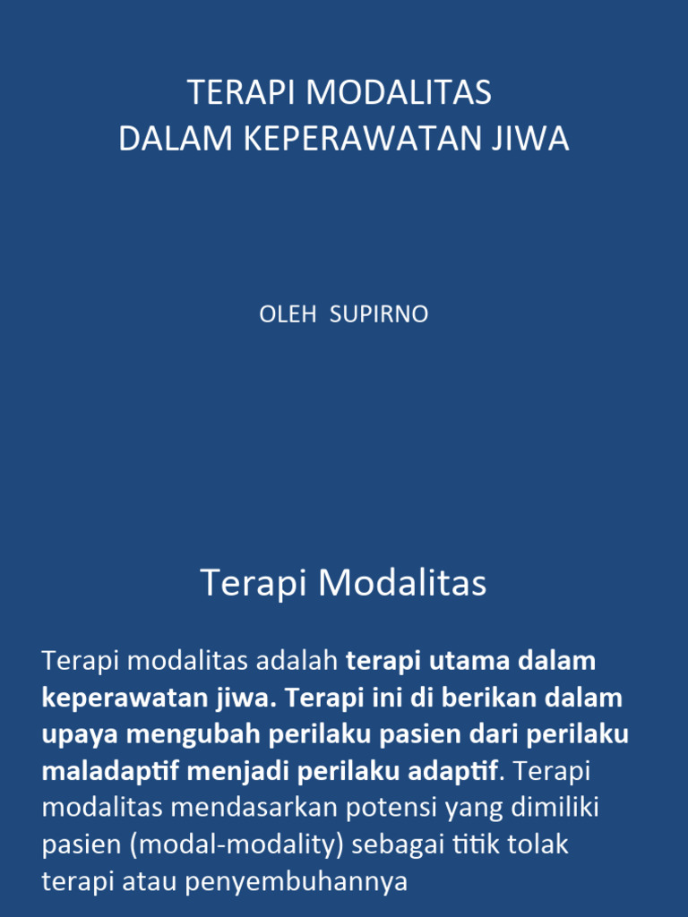 Terapi Modalitas Dalam Keperawatan Jiwa | PDF