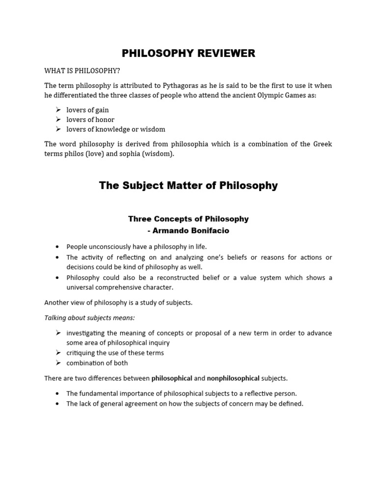 Intro Philosophy Reviewer | PDF