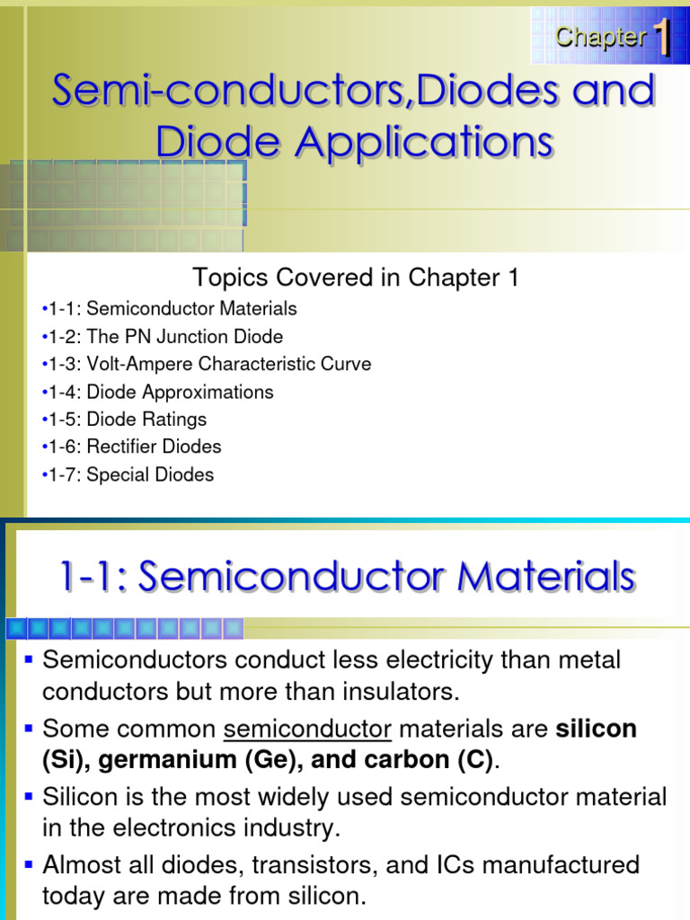 Ch#1Semi-Conductors, Diodes and Apps | PDF | Semiconductors | P–N Junction