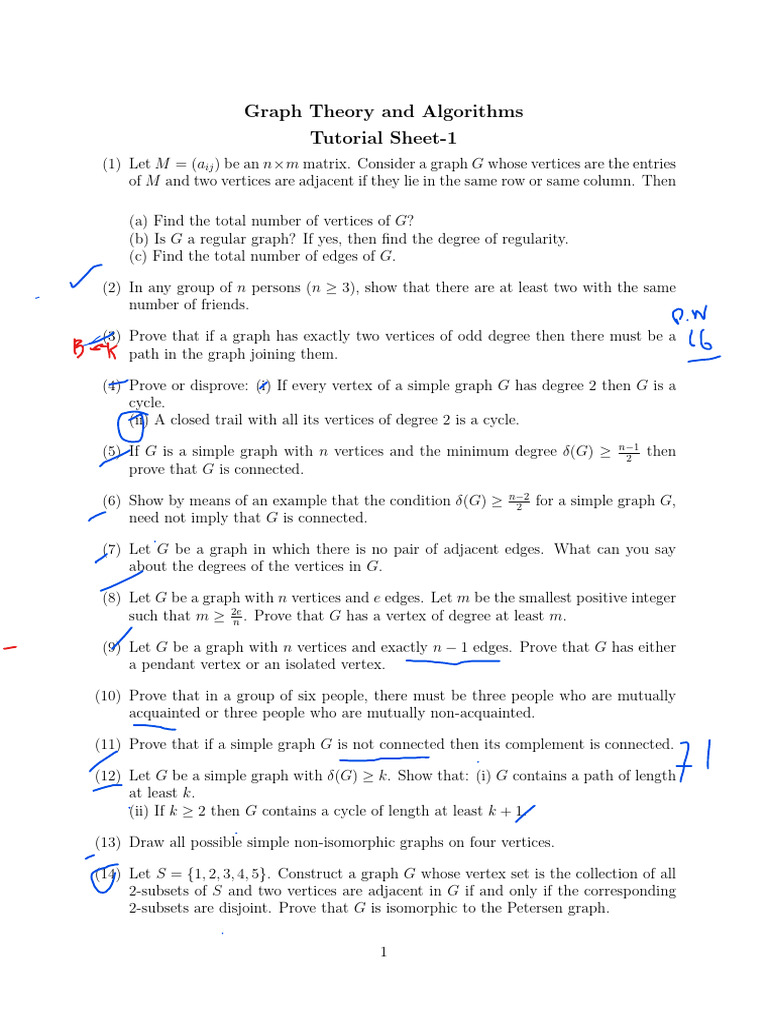 Tutorial Sheet 1 | PDF