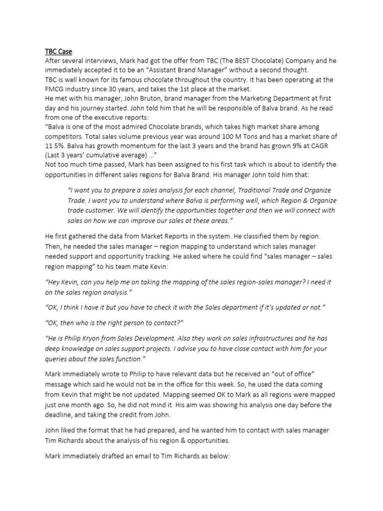 TBC Case | PDF | Marketing | Business