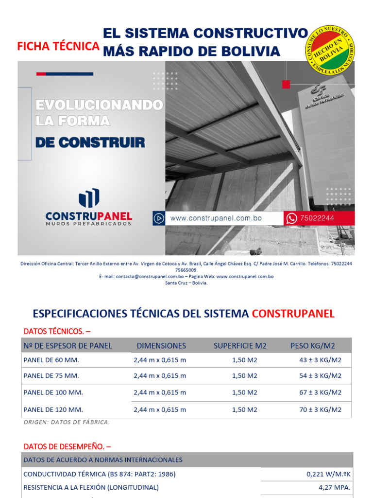 Especificaciones del Sistema Construpanel | PDF | Ciencias fisicas