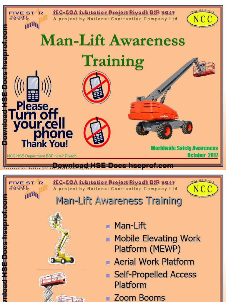 Man Lift Training Awareness Presentation 1691901692 | PDF