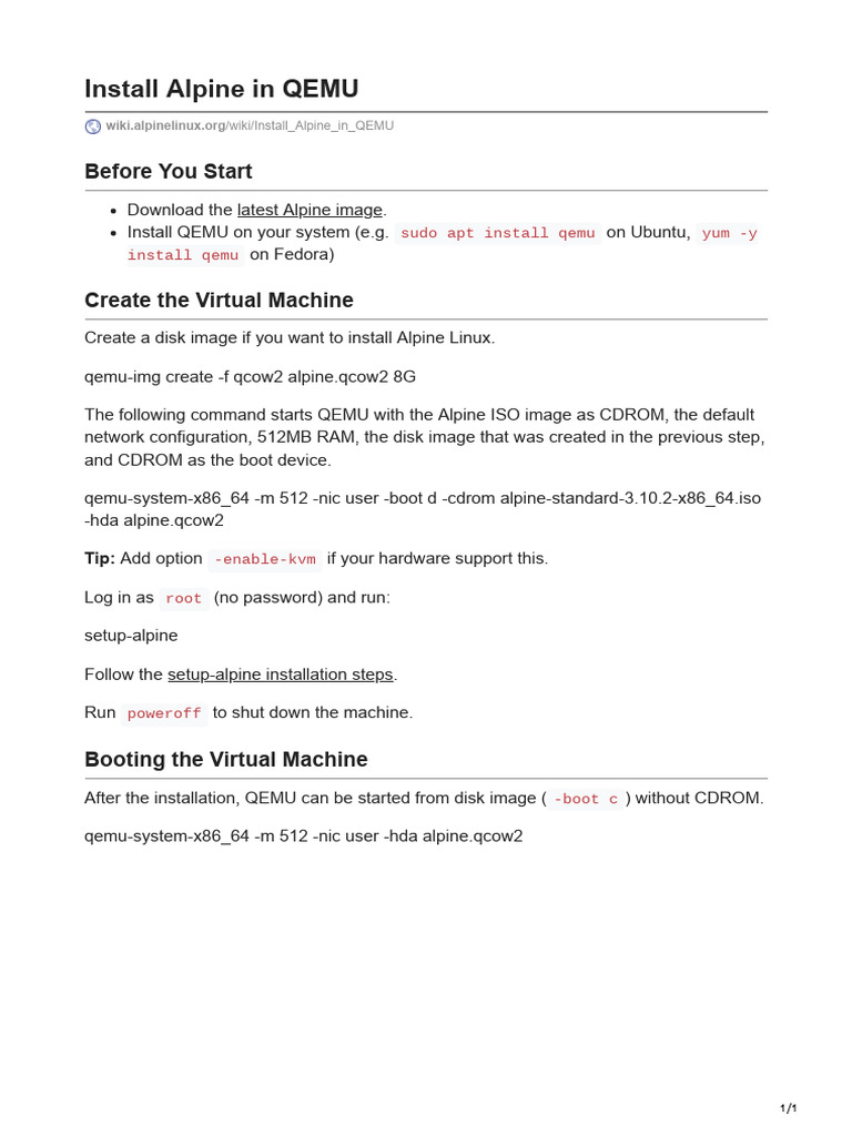 Install Alpine in QEMU | PDF
