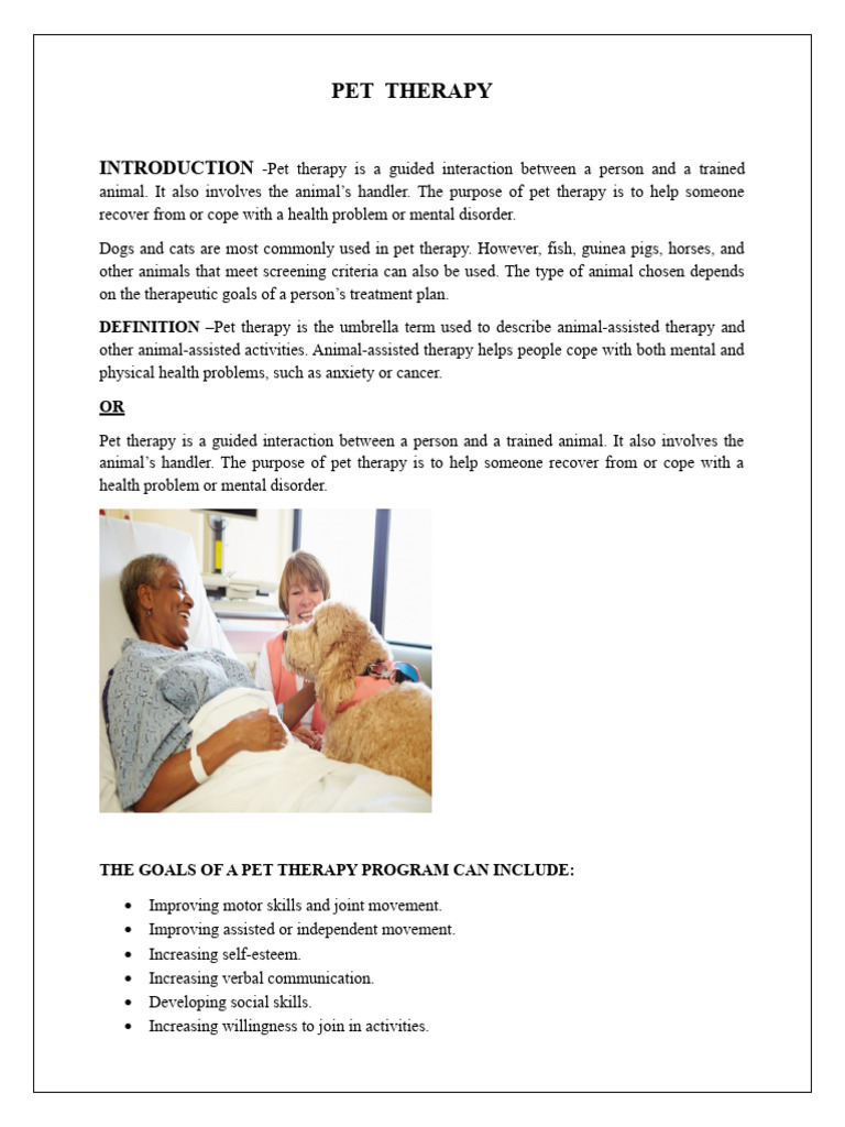 Pet Therapy Assignment (1) Final | PDF