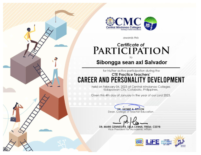 Certificate of Participation On Career and Personality Development | PDF