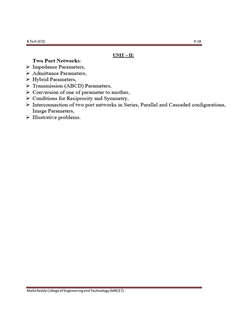 Two Port Network Notes by An Indian Professor | PDF | Electrical ...