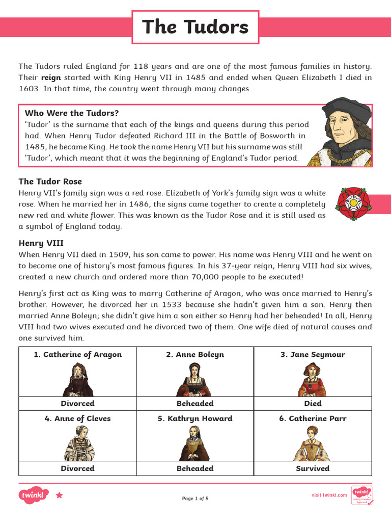The Tudors - Home Learning | PDF