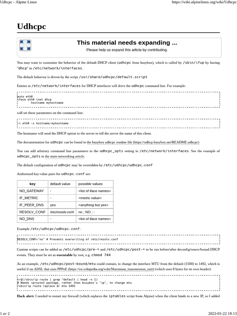 Udhcpc - Alpine Linux | PDF | Command Line Interface | Computer Science