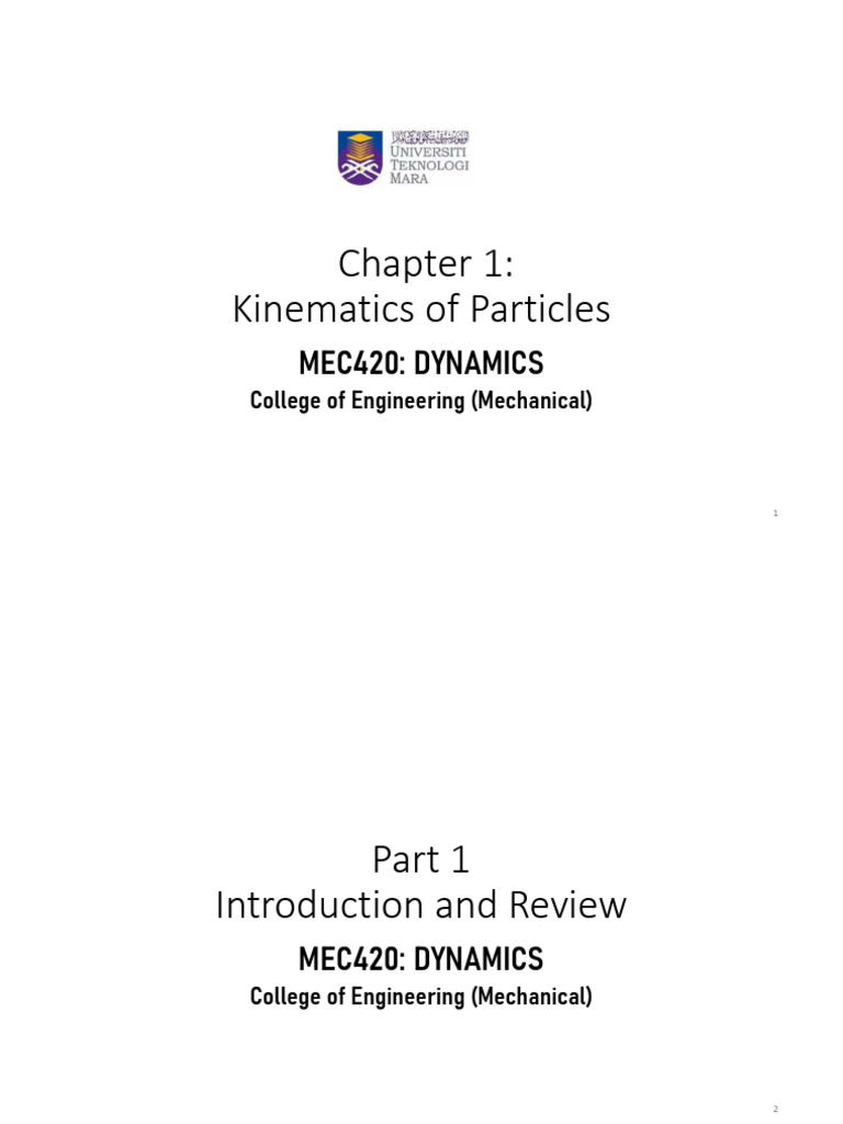 MEC420 Chapter 1 - Part 1 - Student | PDF | Force | Euclidean Vector