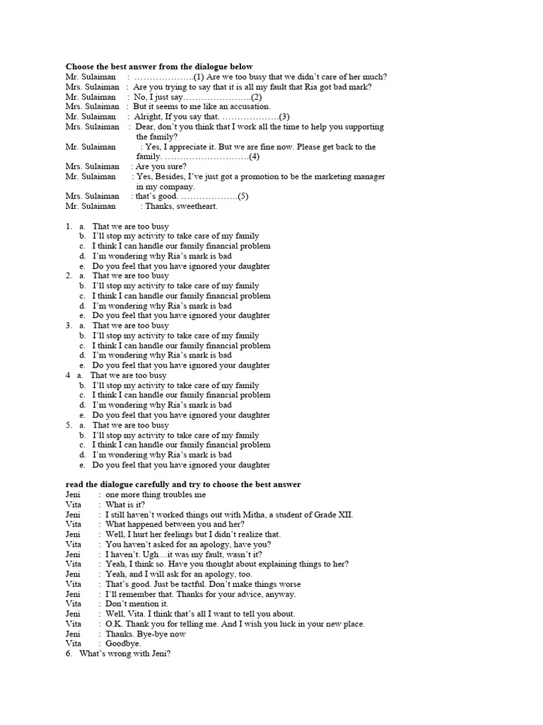 Choose the best answer from the dialogue below | PDF | Human Nose
