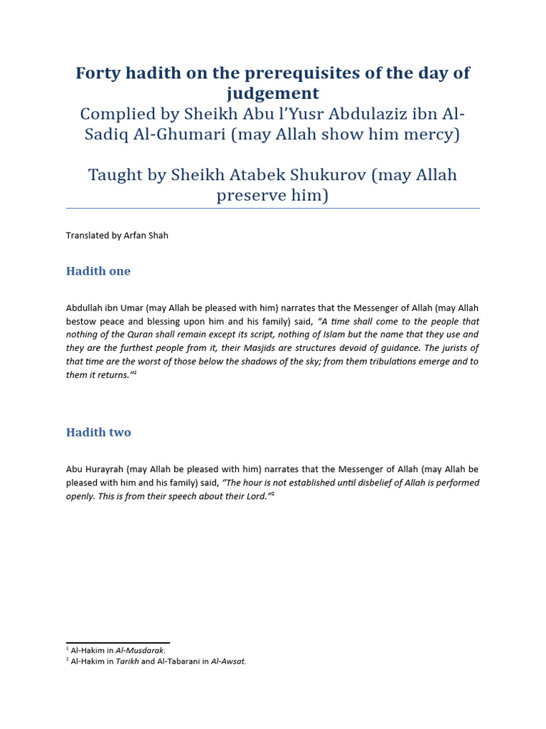 40 Hadith End Times | PDF | Hadith | Muhammad