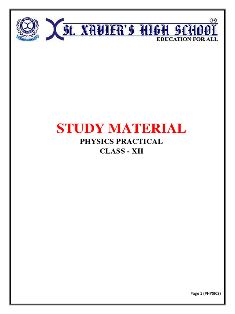 St. Xaviers Xii Physics Practical | PDF