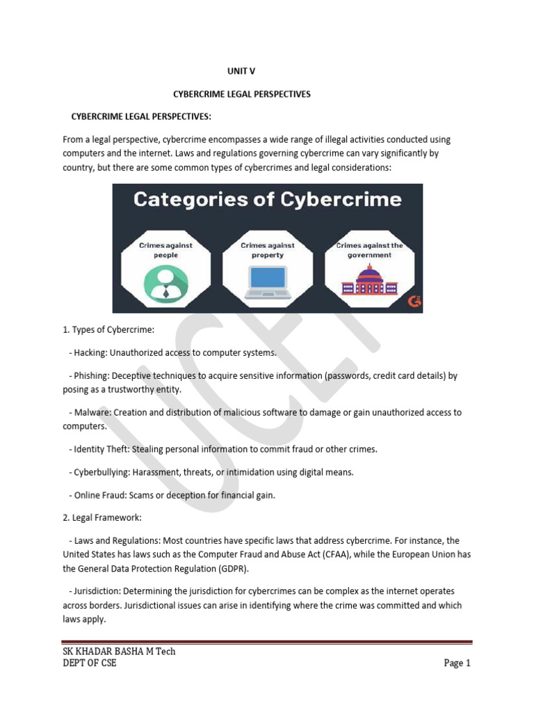 Unit V Cse Jntuk | PDF | Cybercrime | Computer Security