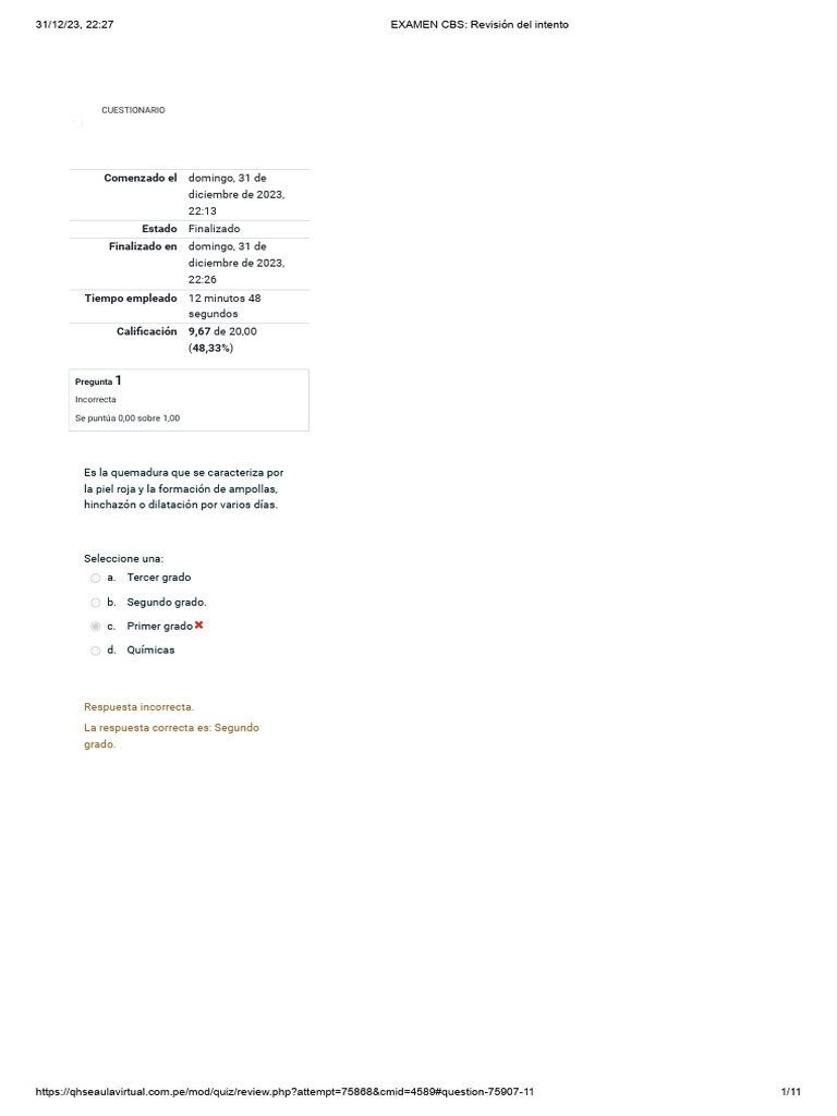 EXAMEN CBS - Revisión Del Intento | PDF