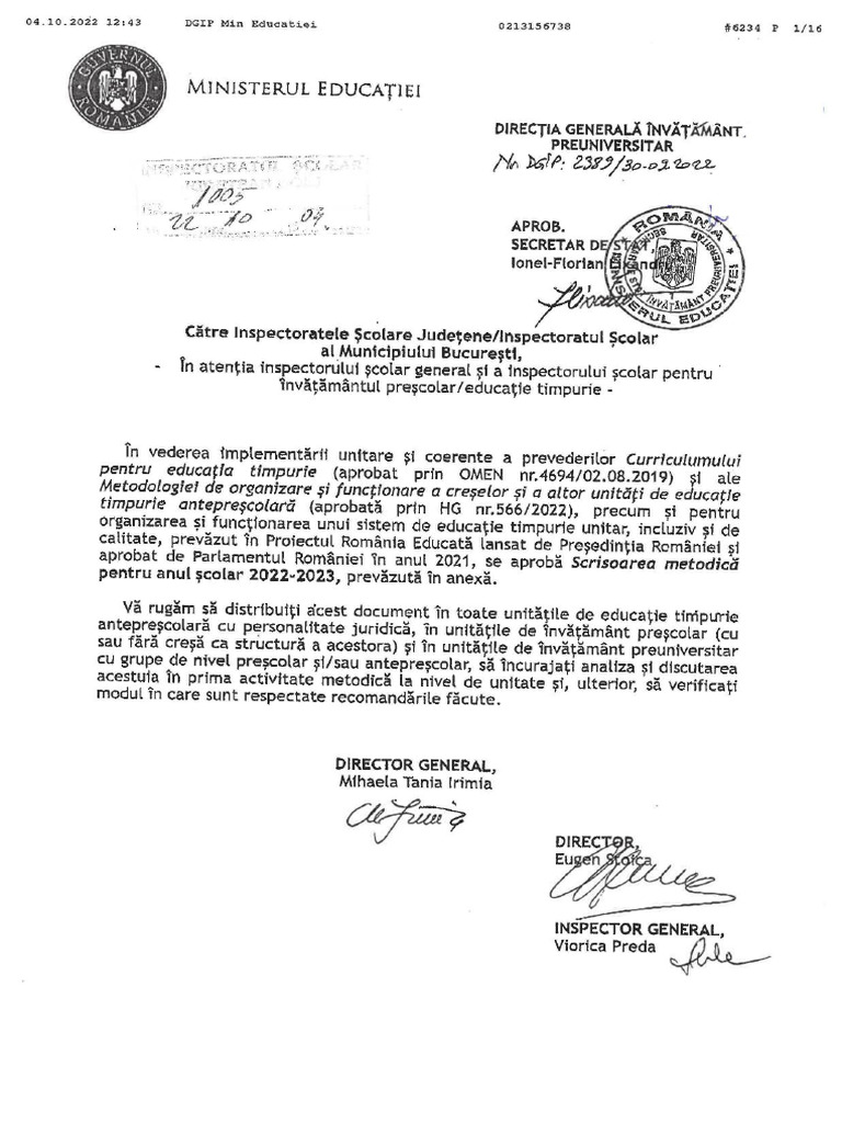 Scrisoarea Metodica - Invatamant Prescolar | PDF