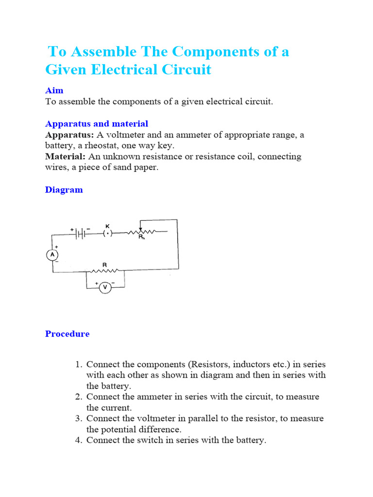 To Assemble The Components of A Given Electrical Circuit | PDF