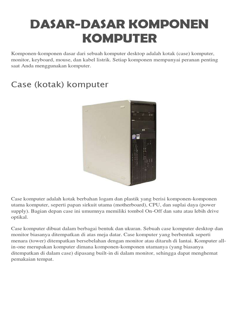 Dasar-Dasar Komponen Komputer | PDF