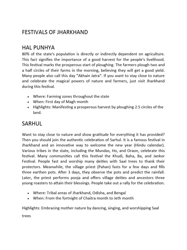 Festivals of Jharkhand | PDF