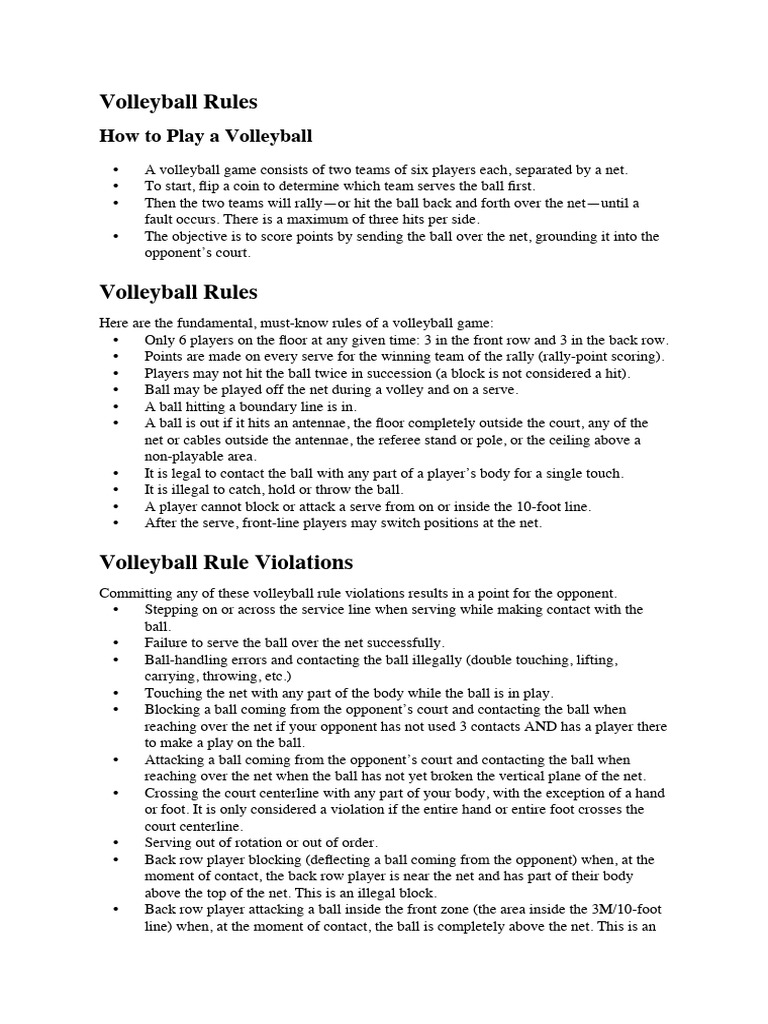 VolleyBall Notes | PDF | Volleyball | Entertainment