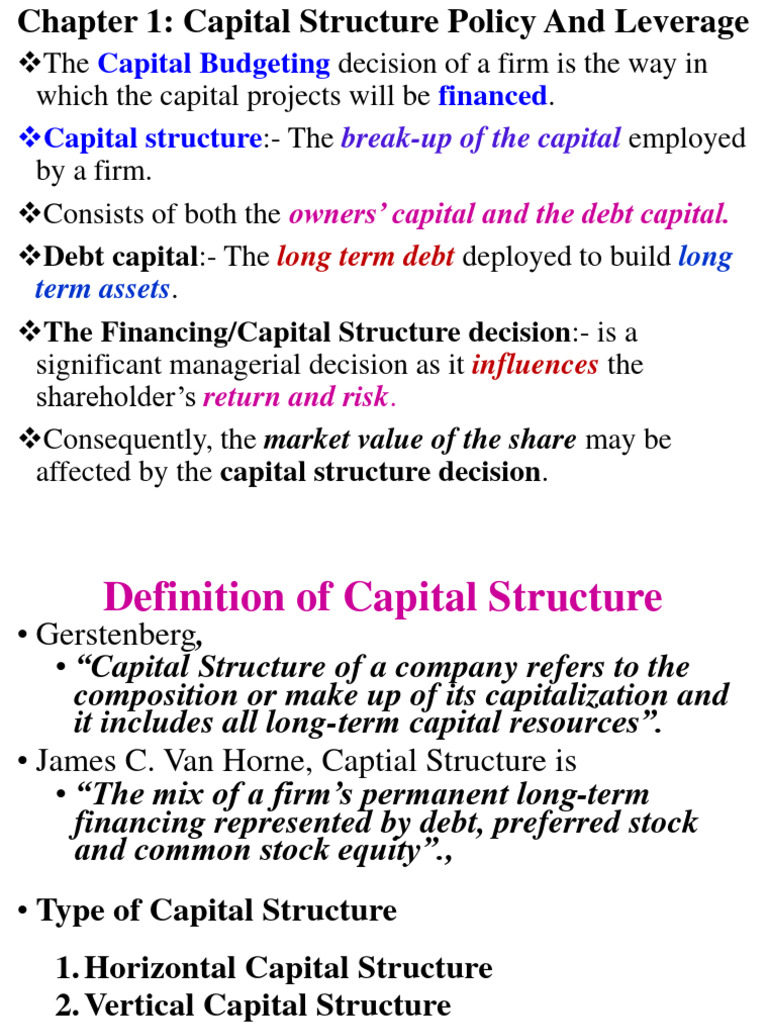 Chapter 1 Capital Structure Policy and Leverage FM-II 2015 | PDF