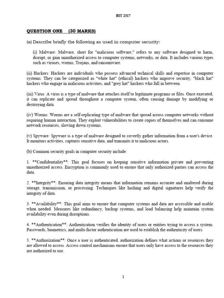 Computer Security System Revision | PDF