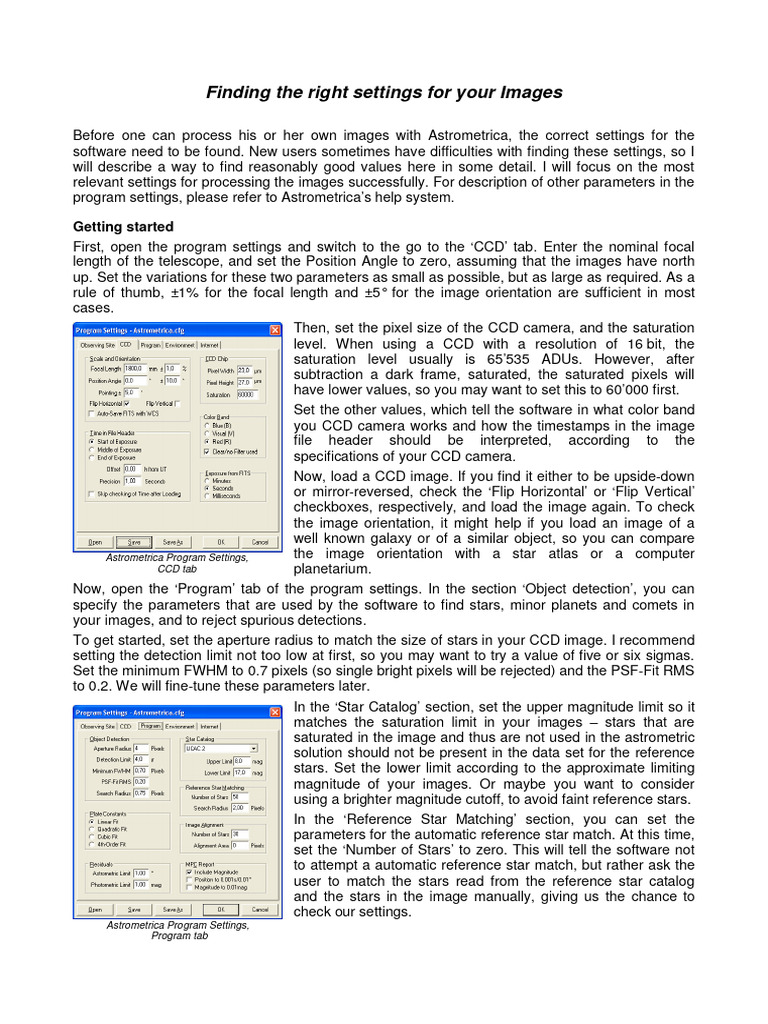 Astrometrica Settings | PDF