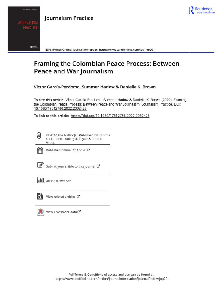 Framing The Colombian Peace Process Between Peace | PDF | Social Media ...