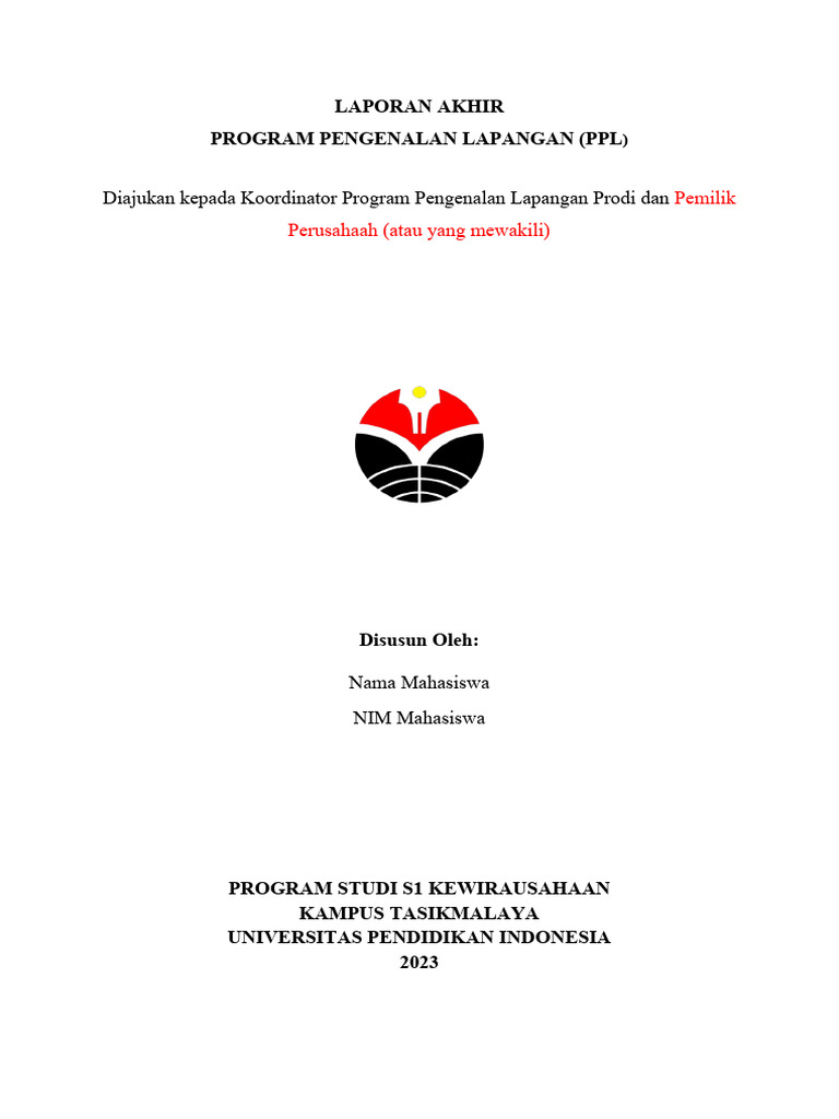 Format Laporan Kegiatan PPL | PDF
