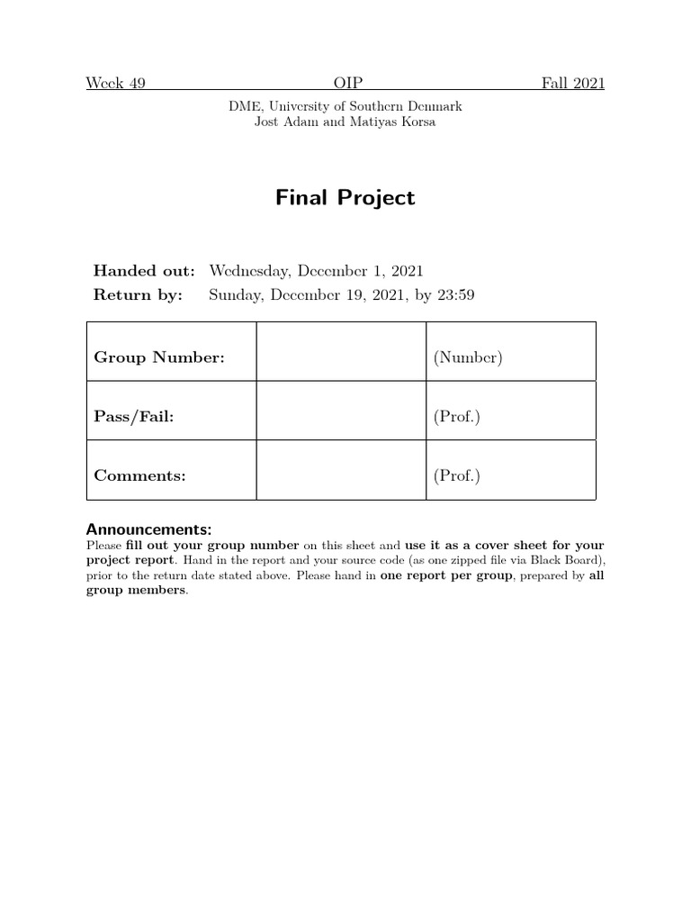 Oip Final Project | PDF