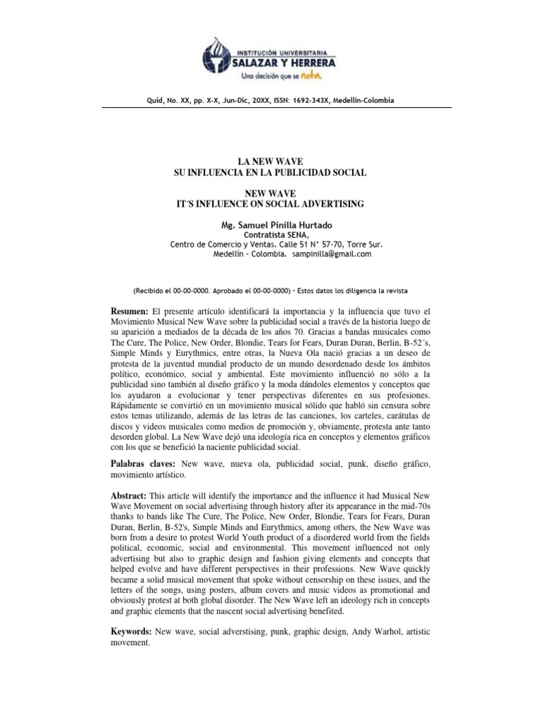 La New Wave Su Influencia en La Publicid | PDF | Historia