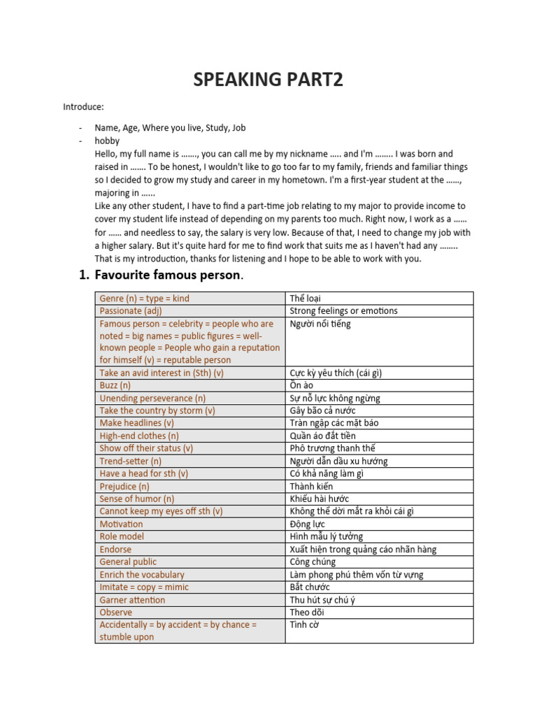 Speaking Part2 | PDF