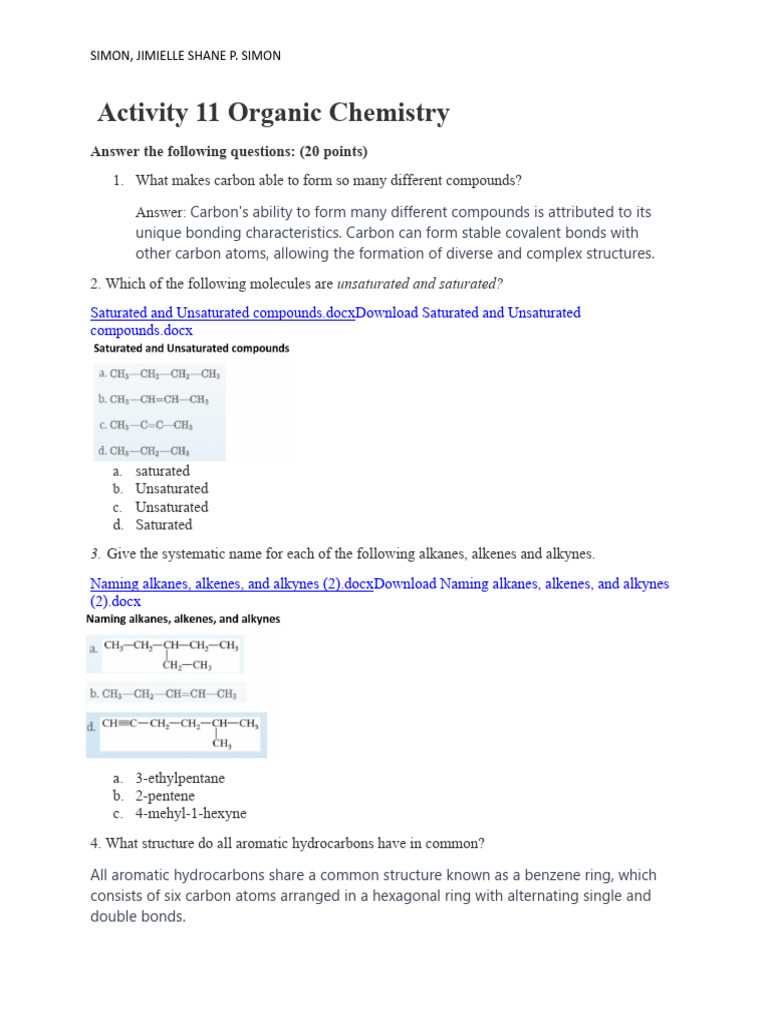Activity 11 Organic Chemistry | PDF