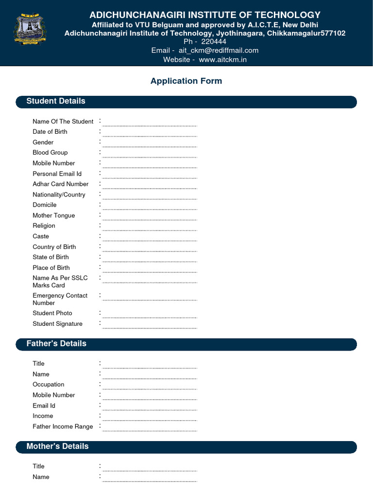 Applications Form | PDF | Career & Growth