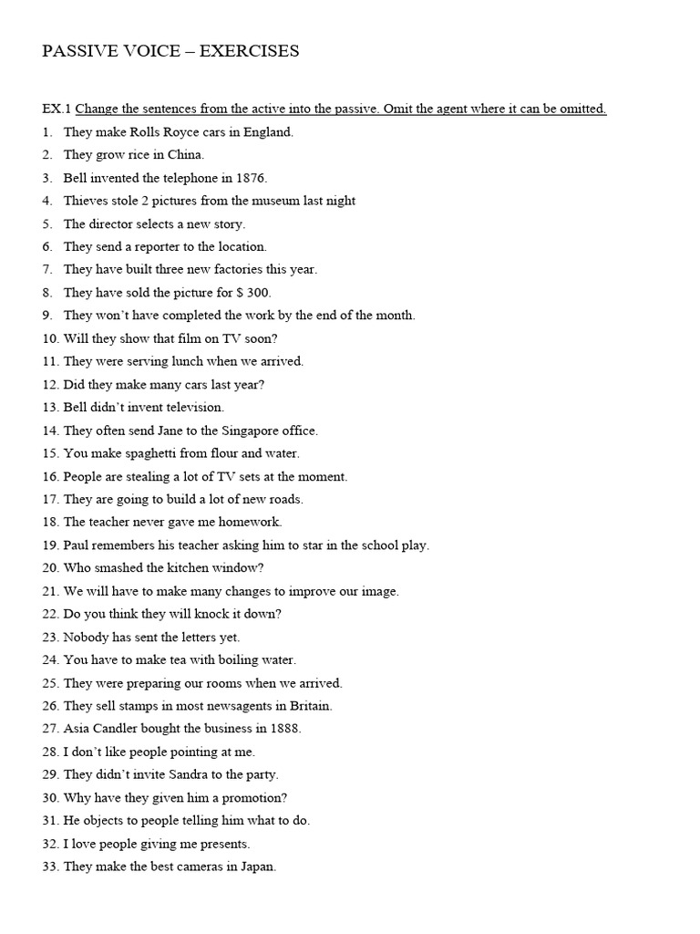 PASSIVE VOICE Exercises | PDF | Mystery, Thriller & Crime Fiction